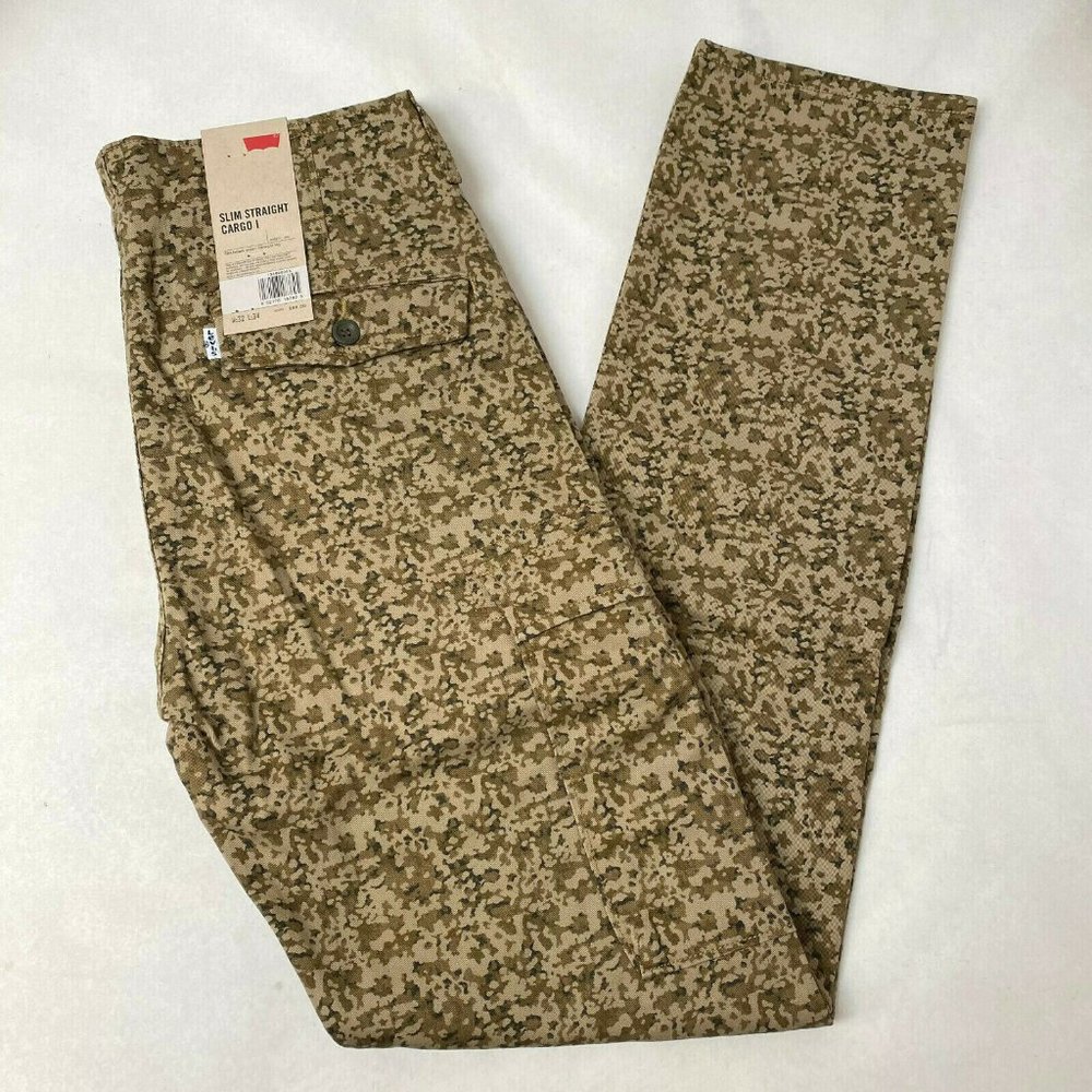 Levi's Slim Straight Cargo Pants Khaki Camo - Gem